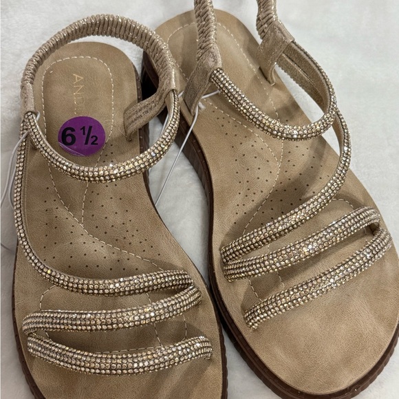 Andiamo | Shoes | Elegant Tan Sandals With Rhinestone Straps | Poshmark